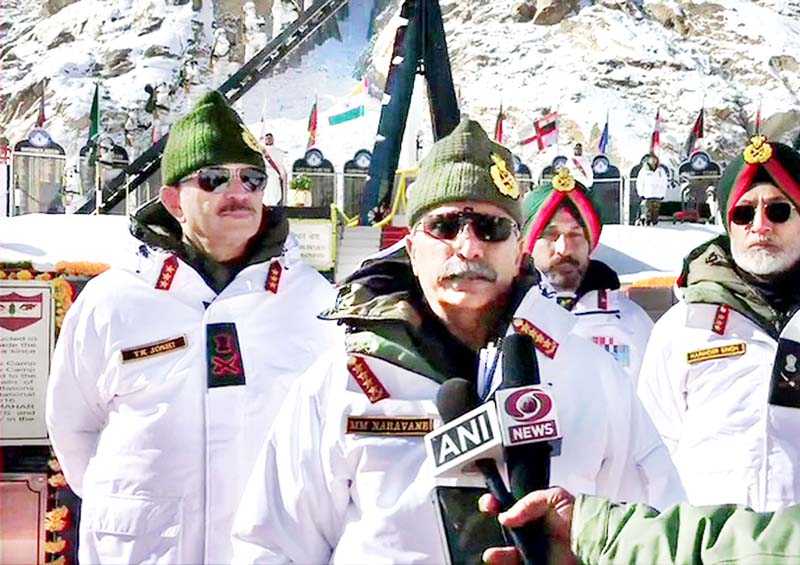 Army chief Gen Manoj Mukund Naravane at Siachen Glacier on Thursday ...