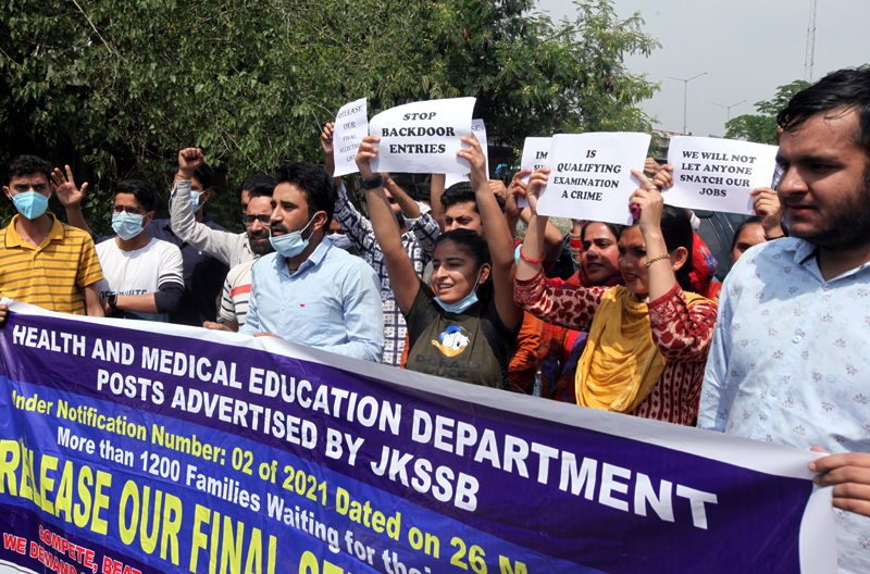 Aspirants of H&ME Deptt protest, demand release of final selection list ...